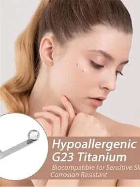 Other | 14g Titanium Surface Piercing Jewelry Double Crystal Internally ...